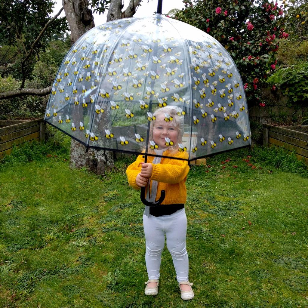 Bee Patterned Umbrella - Hive World - Clear Plastic Bubble-Style Umbrella